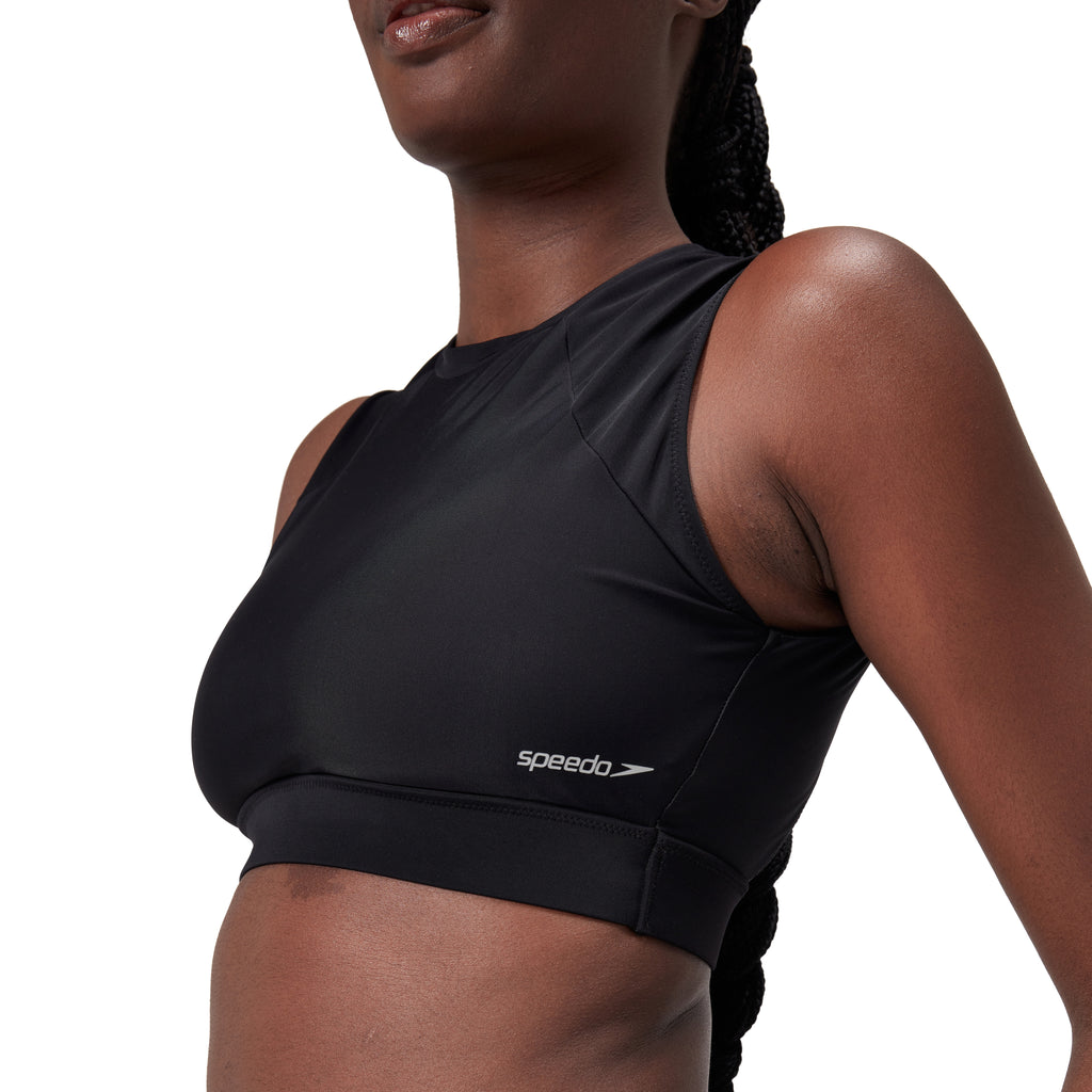 Speedo Solid Crop Top w Mesh Womens - Shop online