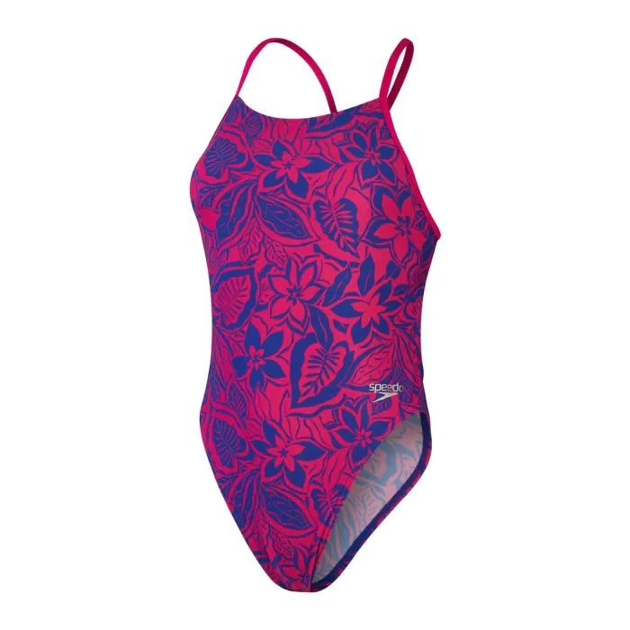 Speedo Allover Digital Tie Back Swimsuit Womens- Shop Online